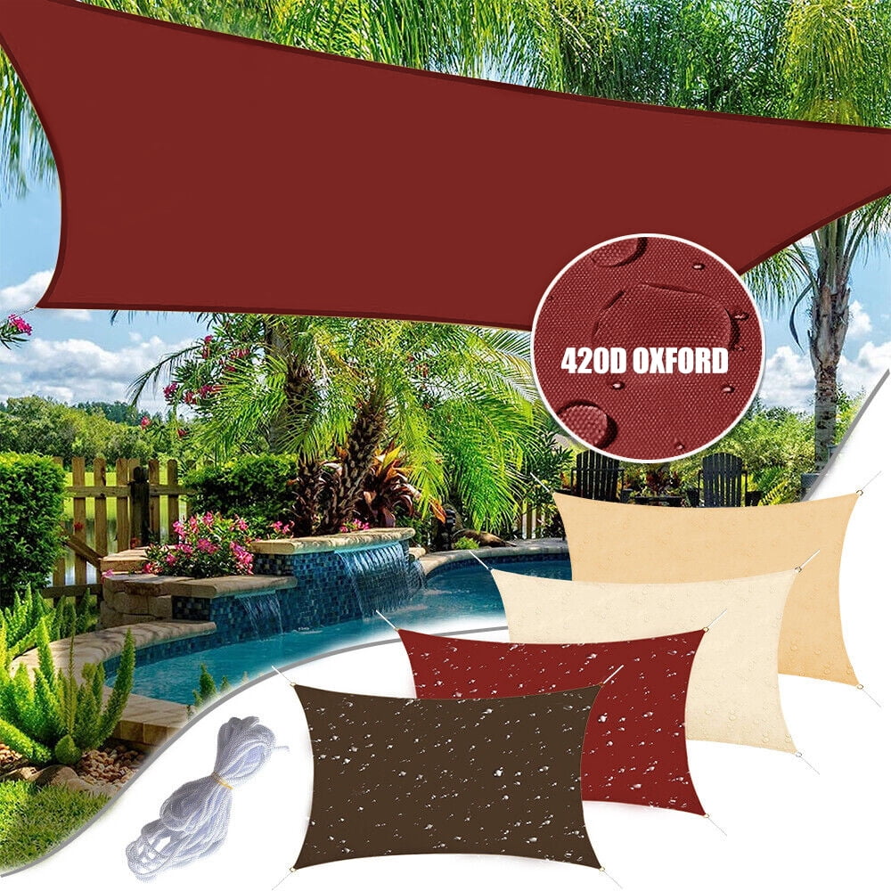 HOMEYA Waterproof Shade Sail Rectangle 12' x 16' Patio Awning Outdoor ...