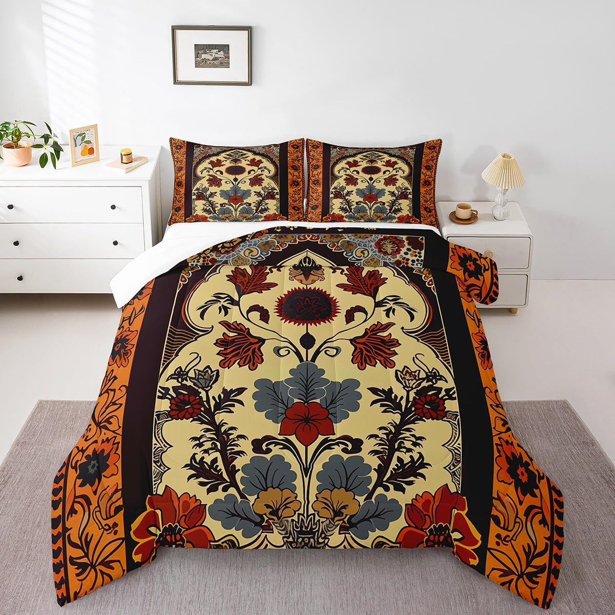HOMEZY Adults Black Damask Bedding Set Antique Victorian Baroque ...