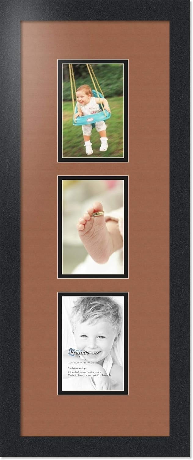 HOMEZY Collage Photo Frame Double Mat with 3-8x12 Openings with Satin ...