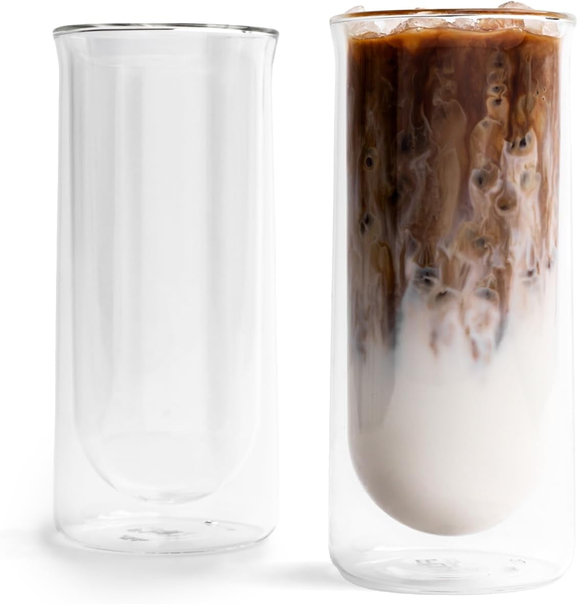 HOMEZY-US Iced Coffee Glasses (Set of 2) Perfect for Iced Coffee, Cold ...