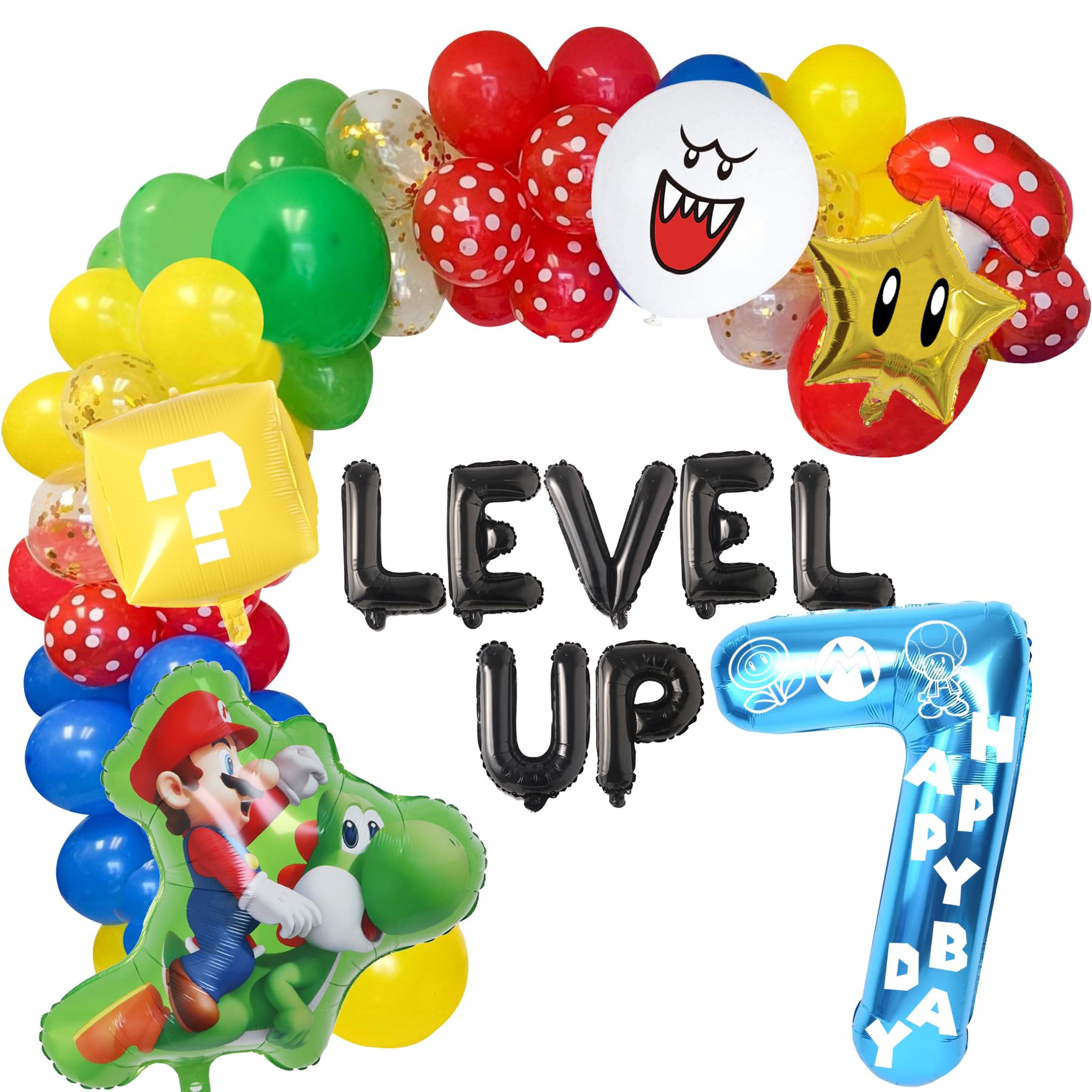 HOMEZZO Video Game FEV6 7th Birthday Party Supplies, Level Up Letter ...