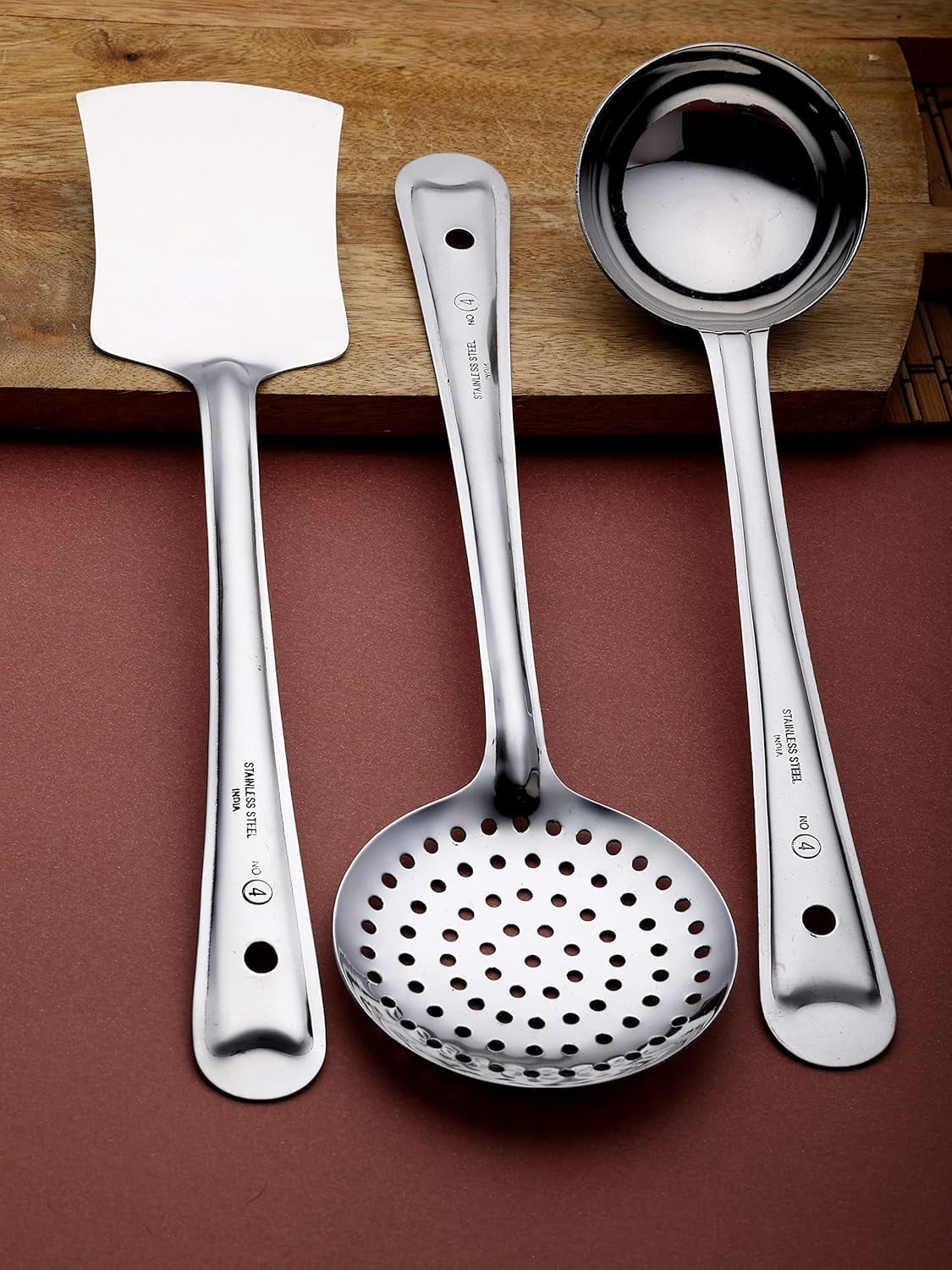 HOMFRO Pack of 3 Stainless Steel Tave TrunersSkimmer Deep Ladle ...