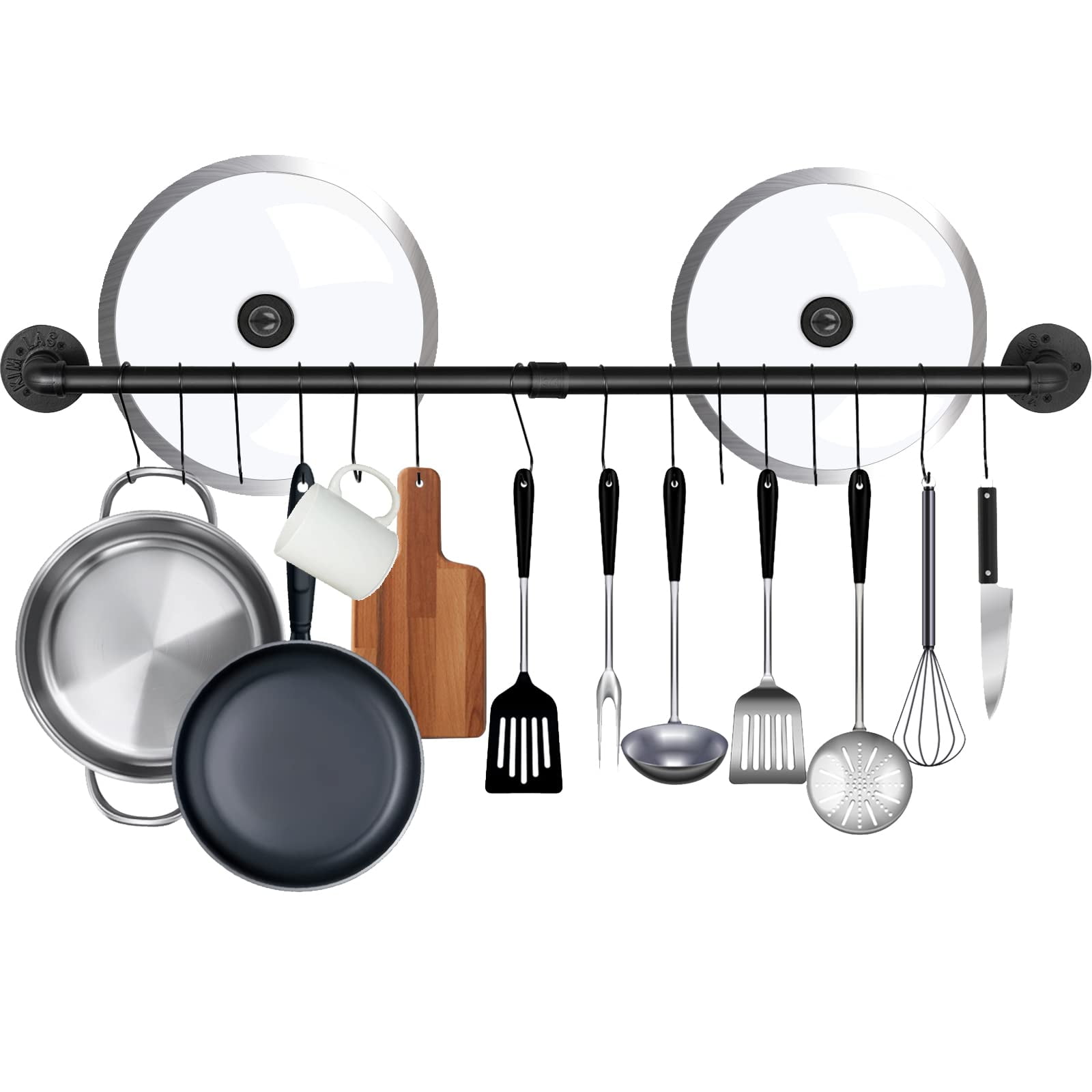 HOMGEN Kitchen Utensils Rack 100cm Kitchen Retro Rail Wall Mounted Rack ...