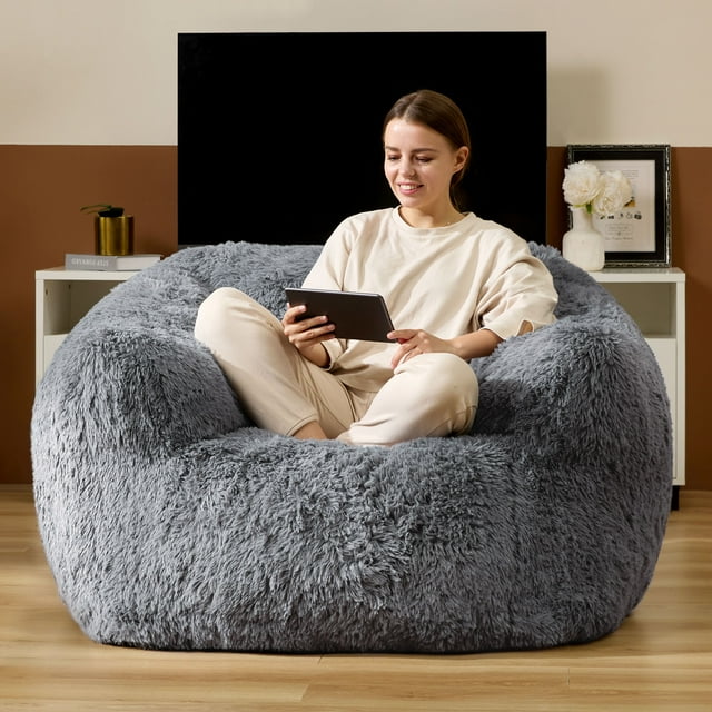 HOMGUAVA Giant Bean Bag Chair for Adults, Plush Bean Bag Lazy Sofa ...