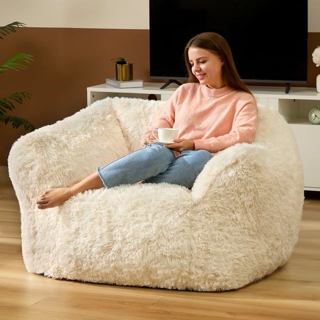 HOMGUAVA Giant Bean Bag Chair for Adults, Plush Bean Bag Lazy Sofa ...