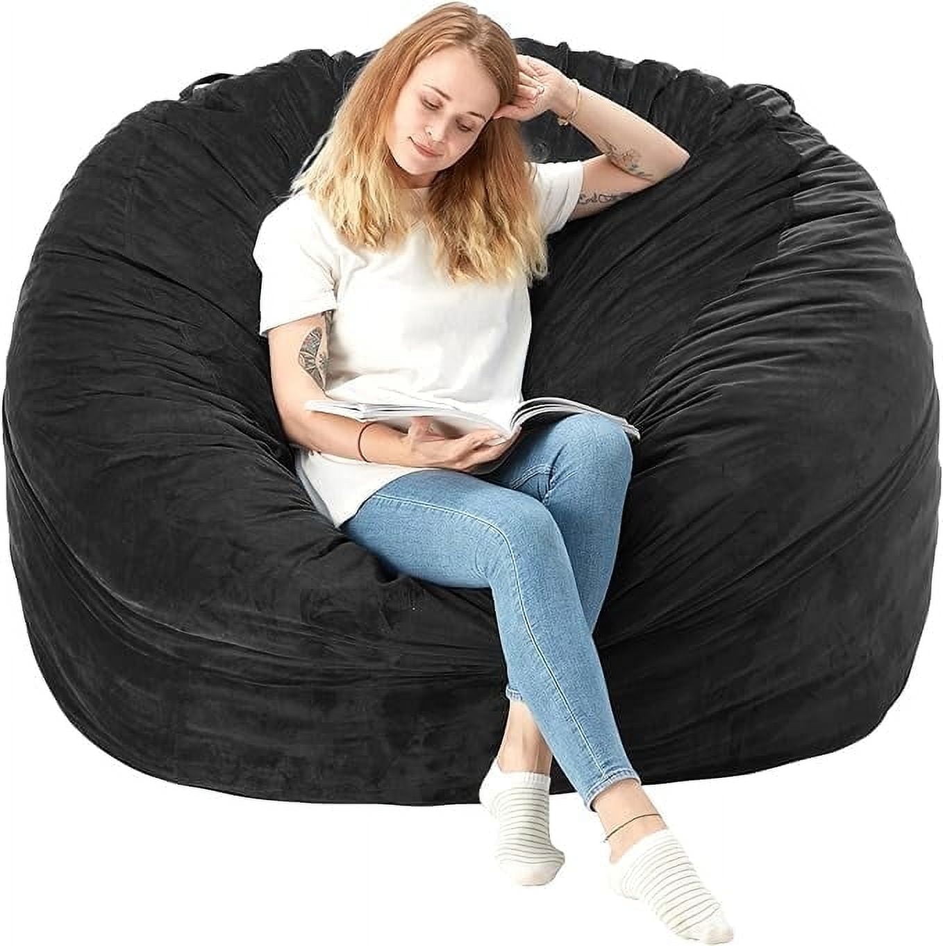 HOMGUAVA Large Bean Bag Chair with Memory Foam Filled, Stuffed Beanbag ...