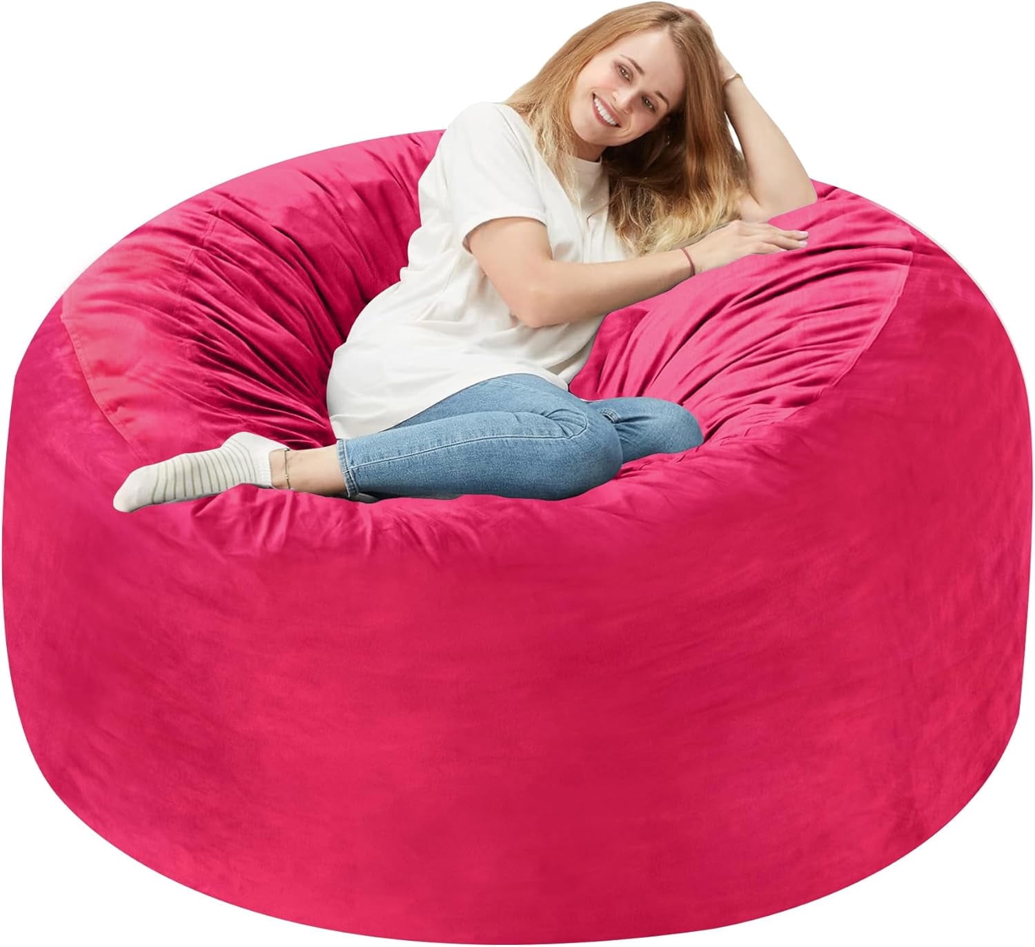 HOMGUAVA Large Bean Bag Chair with Memory Foam Filled, Stuffed Beanbag ...