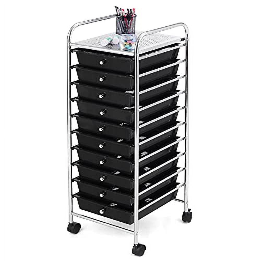 HOMGX 10 Drawer Storage Organizer Cart, 10 Tiers Multicolor Storage ...