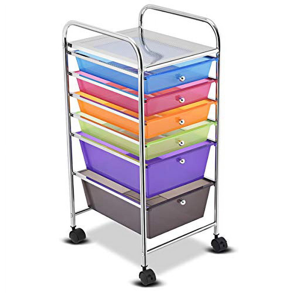 HOMGX 6 Drawer Rolling Storage Cart, 6 Drawer Organizer Trolley ...