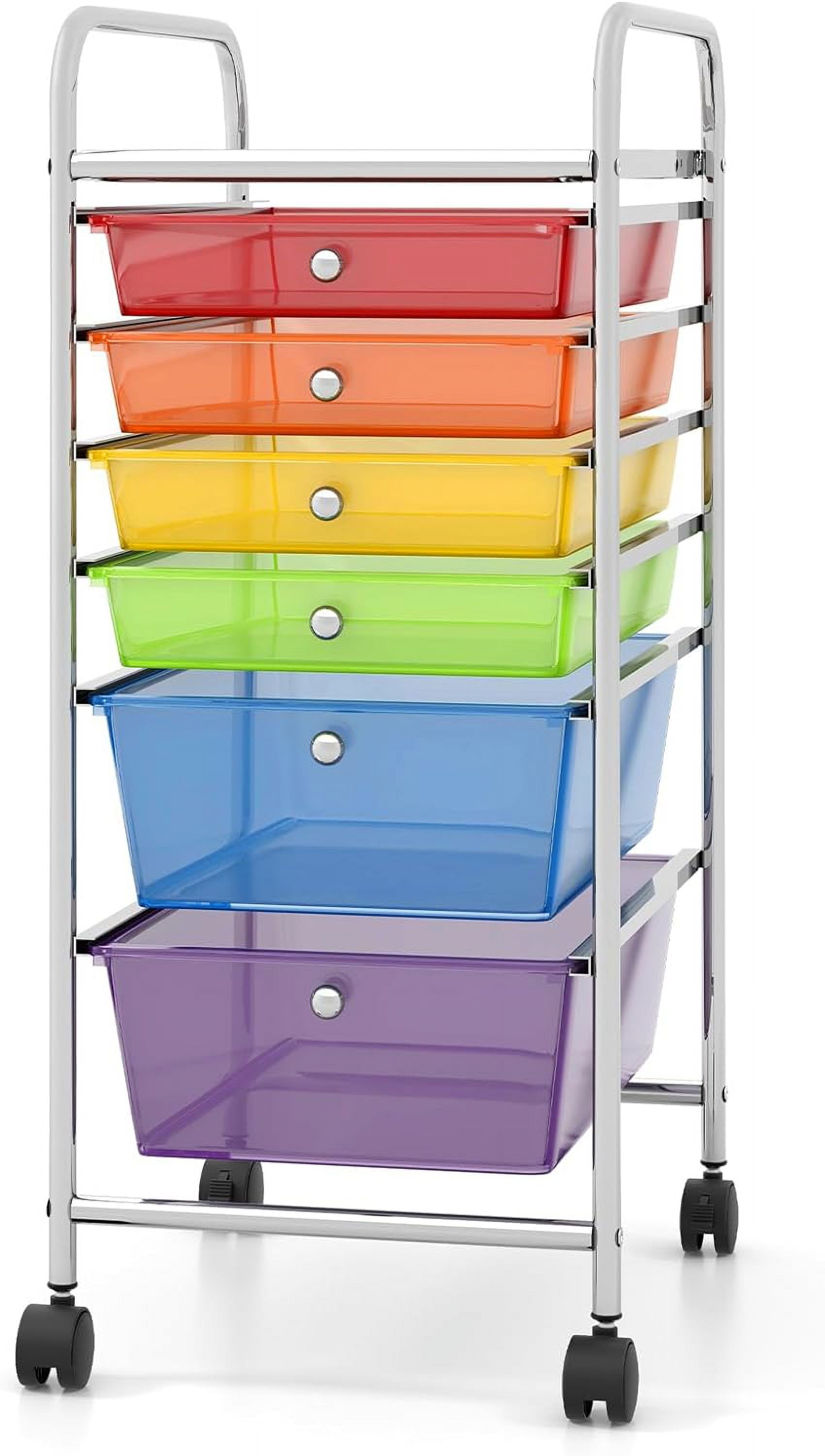 HOMGX 6 Drawer Rolling Storage Cart, 6 Drawer Organizer Trolley ...
