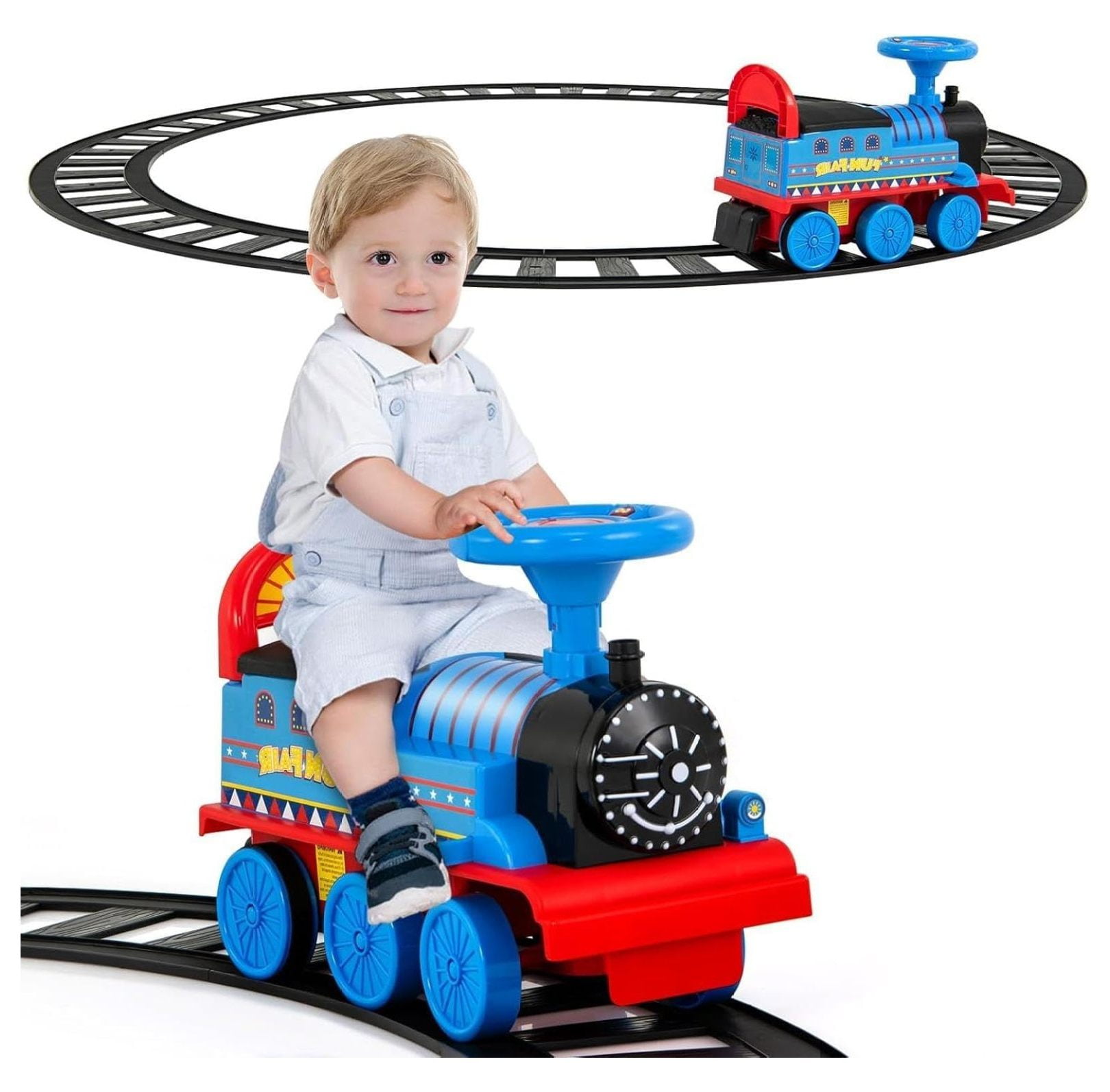 HOMGX Electric Ride On Toy, 6V Powered Toddler Ride-on Train Set with ...