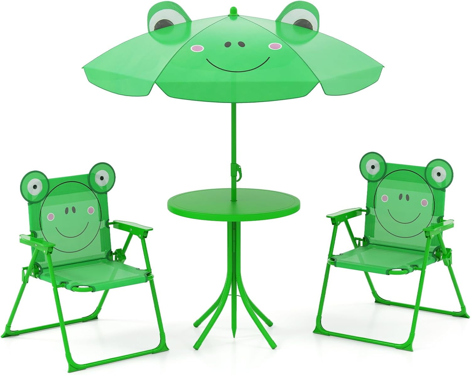 HOMGX Kids Picnic Table with Umbrella, Kids Outdoor Table with 2 ...