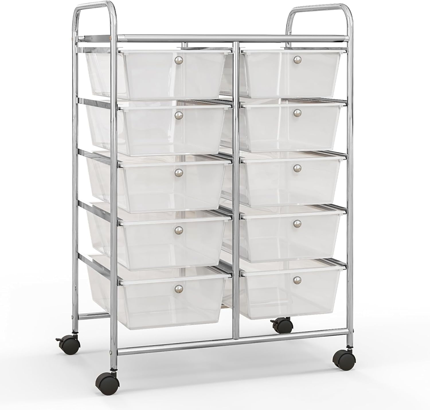 HOMGX Movable Space-Saving Rack Cart featuring 10 Drawers, 10 Tiers ...