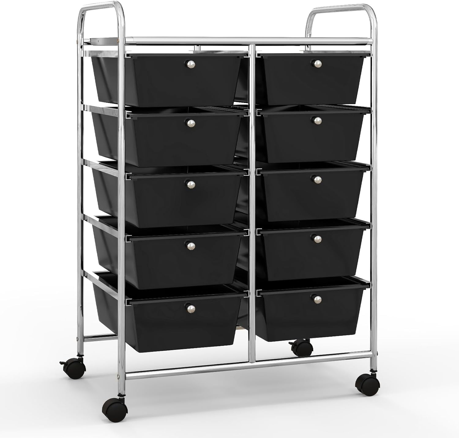 HOMGX Rolling Cart with 10 Drawers, 10 Tiers Multicolor Trolley, Drawer ...