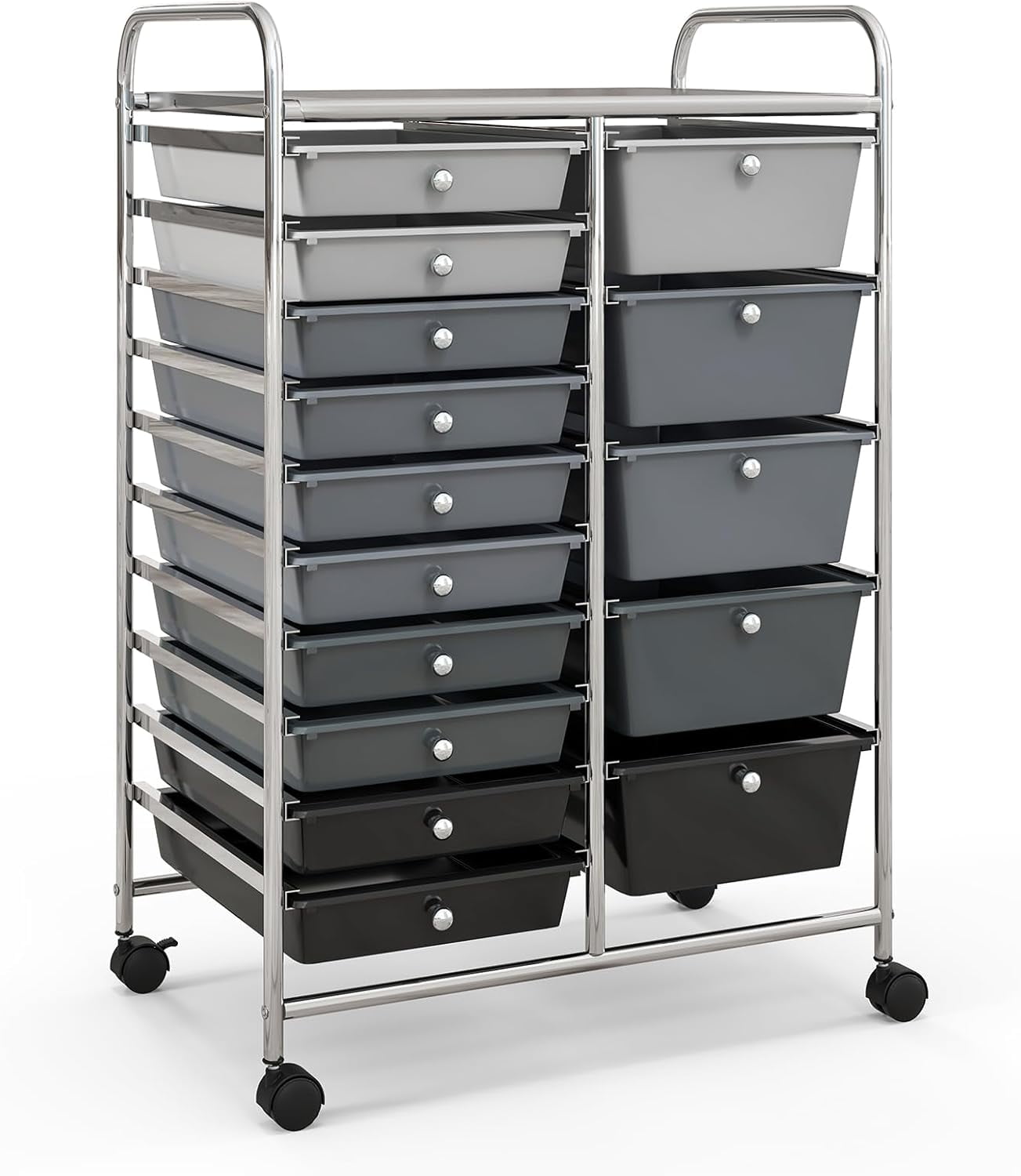 HOMGX Storage Cart with 15 Drawers, 15 Tier Multicolor Rolling Cart ...