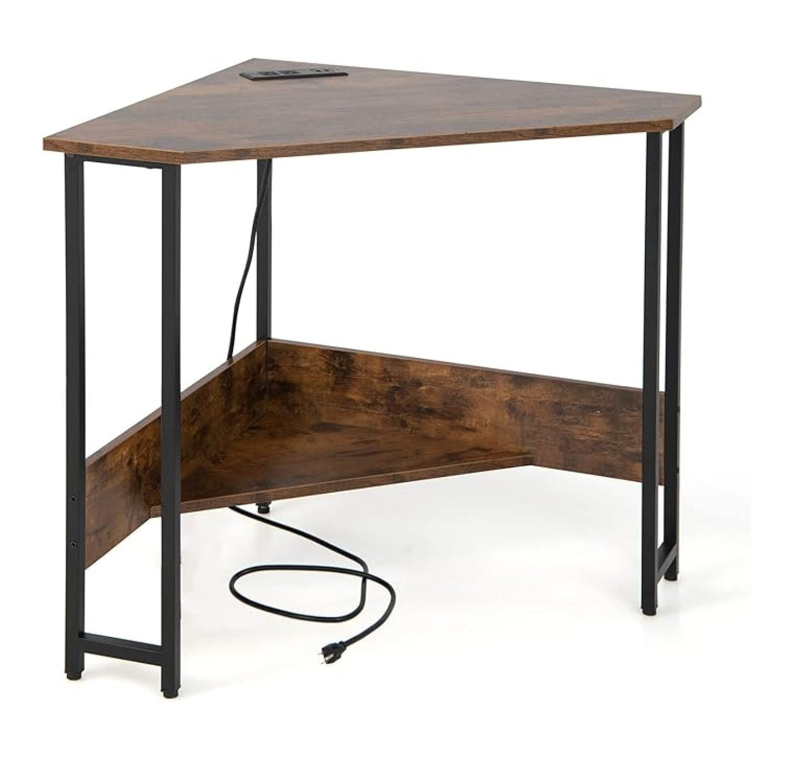 HOMGX Triangle Corner Computer Desk for Small Space, Rustic Brown ...