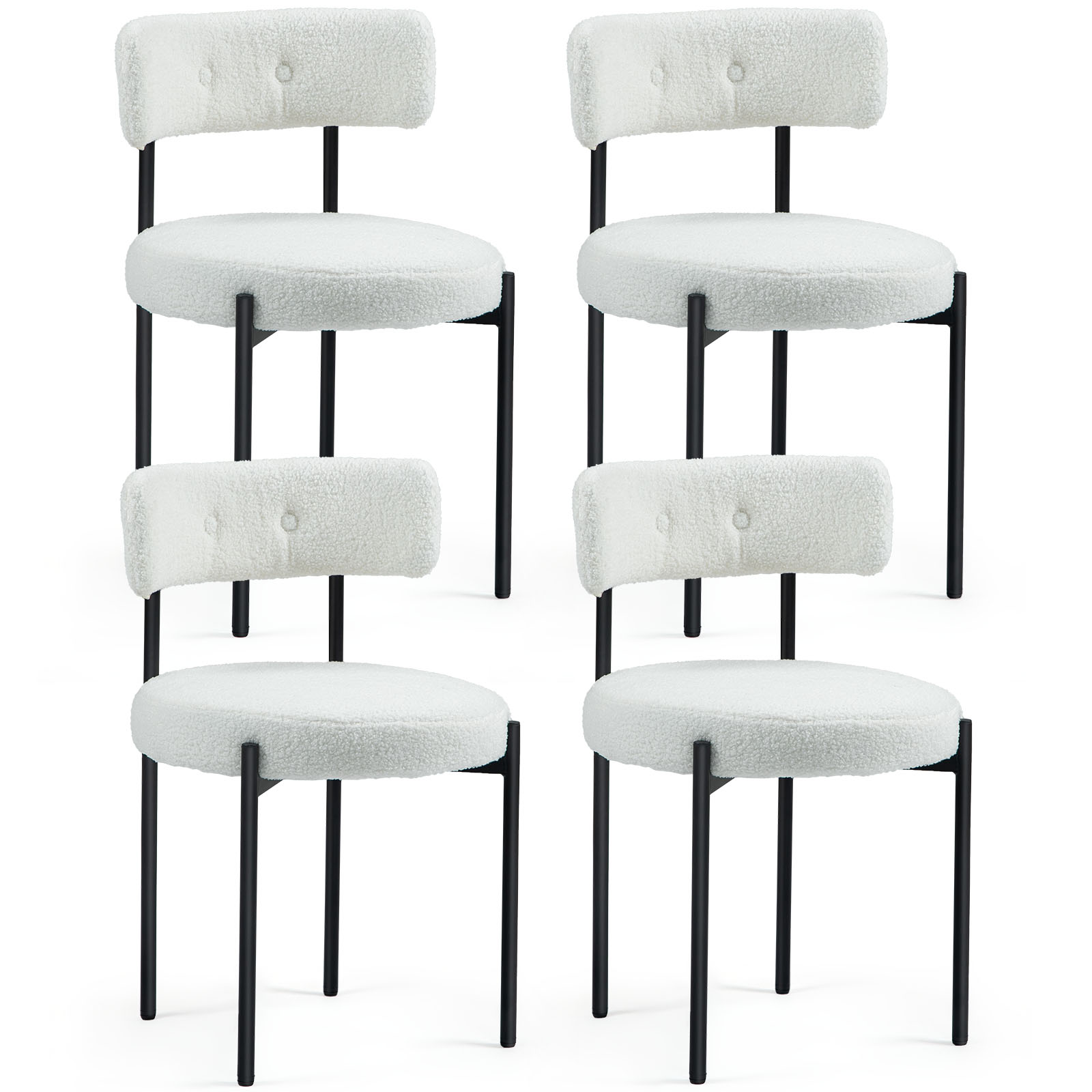 Modern Dining Chairs Set of 4, Upholstered Mid-Century Chair with ...