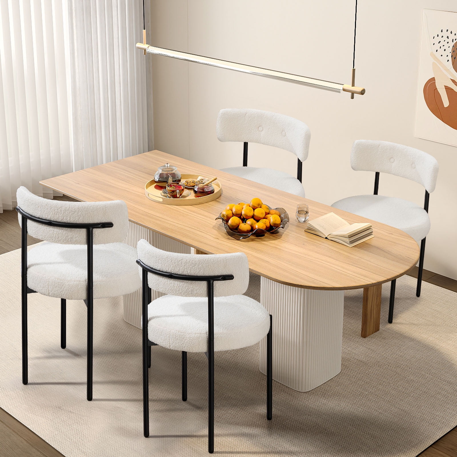 HOMHUM Dining Chairs Set of 4, Mid-Century Modern Kitchen Chairs with ...