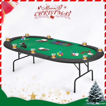 Soozier 47" Foldable Poker Table 8 Player Blackjack Game Table, Green ...