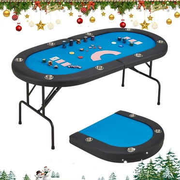 SKYSHALO Portable 8 Player Oval Foldable Poker Table, Casino Blackjack ...