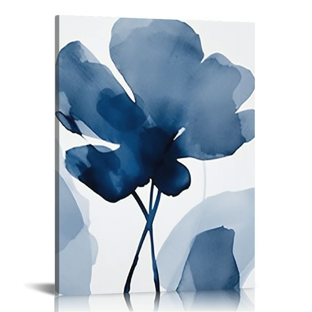 HOMICOZI Abstract Botanical Floral Wall Art Indigo Blue Eucalyptus Leaf ...