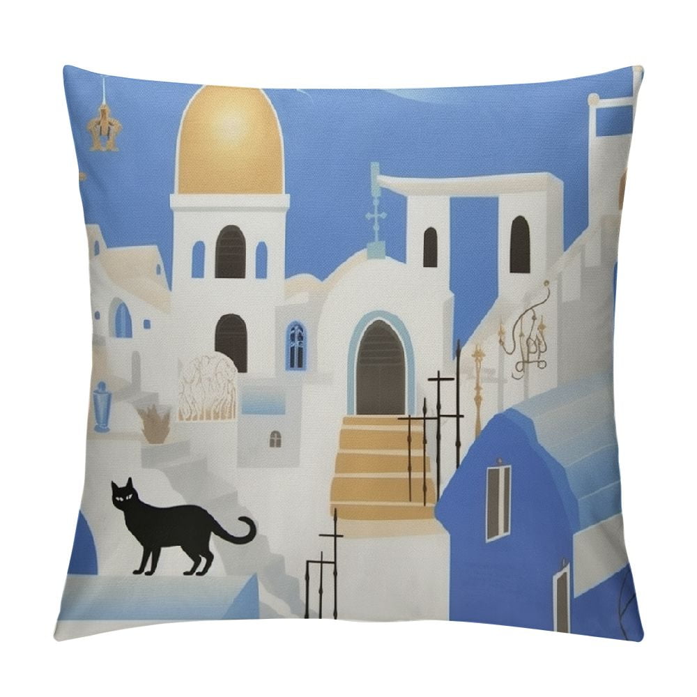 HOMICOZI Aegean Blue Throw Pillow Cushion Cover, Santorini Island Greek ...