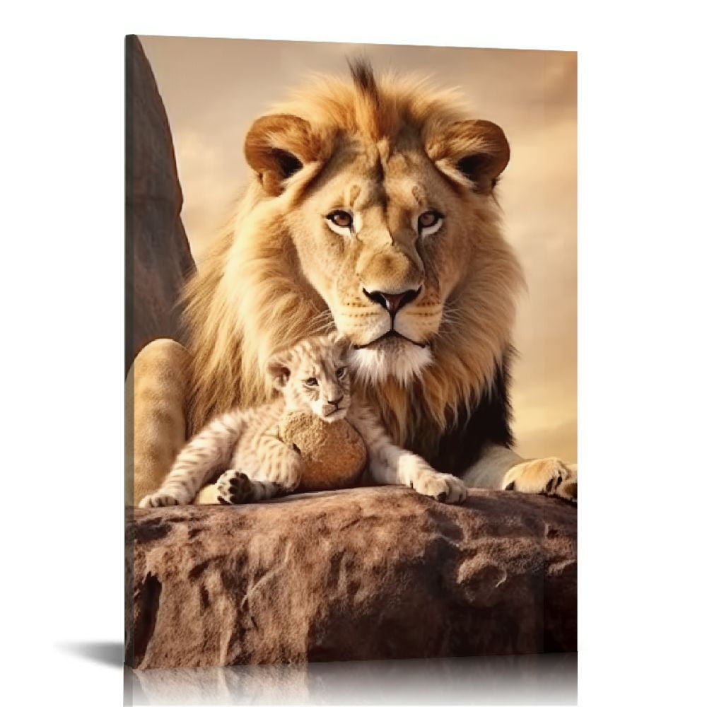 HOMICOZI Animal Lion Framed Canvas Prints Wall Art for Living Room ...