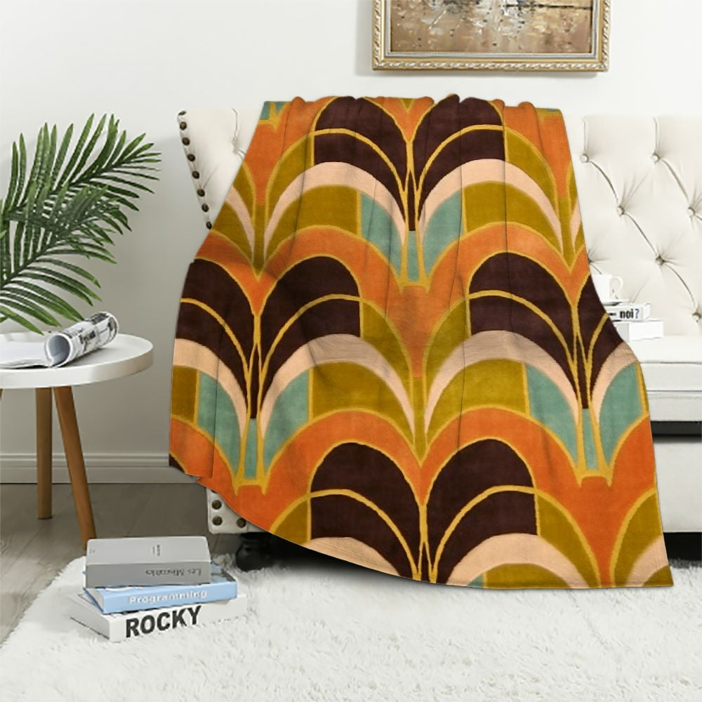 HOMICOZI Boho Retro 70s Floral Flannel Throw Blanket Color Palette ...