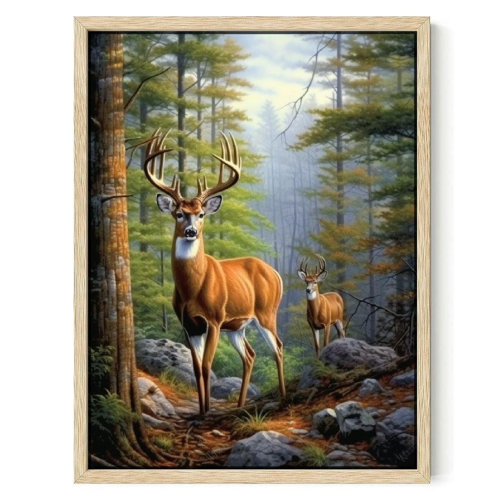 HOMICOZI Buck & Doe Deer Poster Wall Art Decor Framed Print | Forest ...