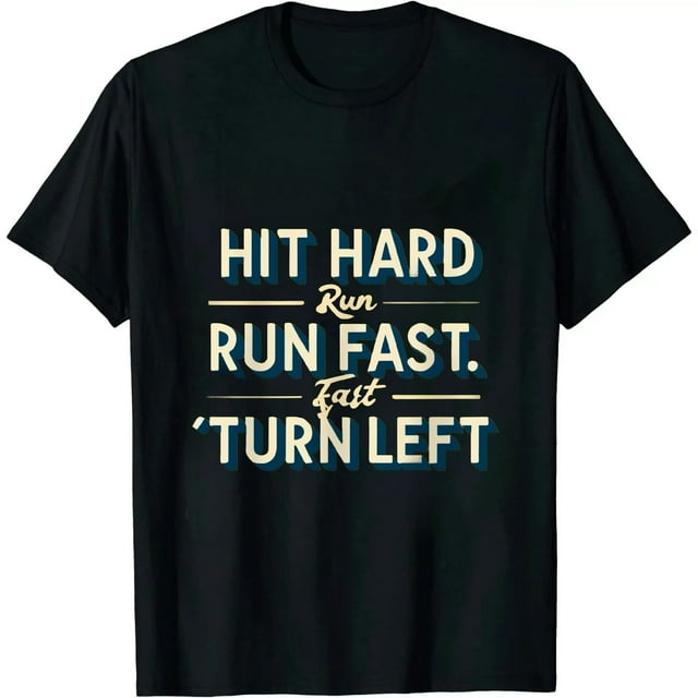 HOMICOZI COMIO Vintage Hit Hard Run Fast Turn Left Baseball Funny Sport ...