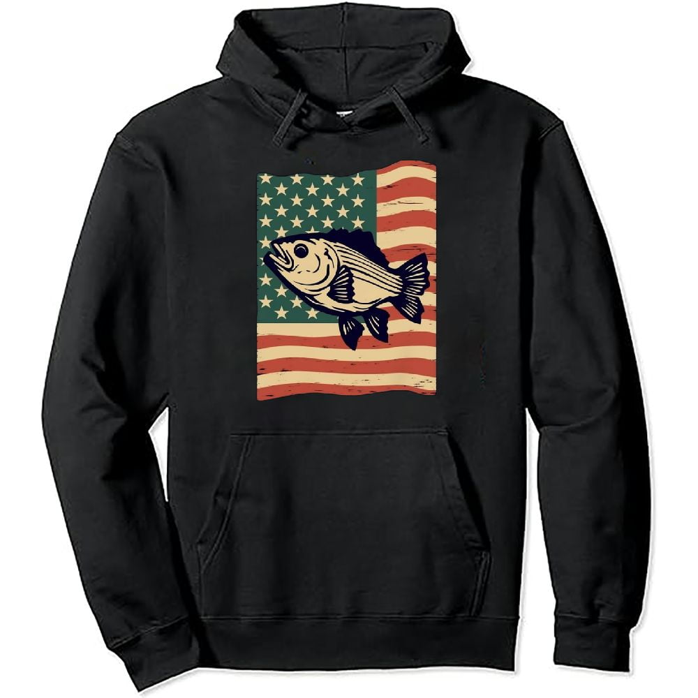 HOMICOZI Camouflage USA Flag Big Mouth Bass Fishing Pullover Hoodie - Walmart.com