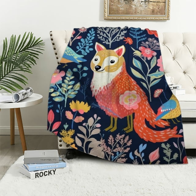 HOMICOZI Cartoon Forest Animals Blanket Soft Warm Deer Rabbit Owl Fox ...