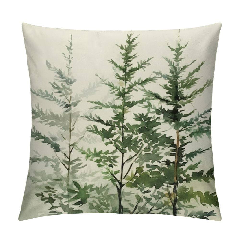 HOMICOZI Christmas Pillow Covers Watercolor Blue Green Christmas Tree ...