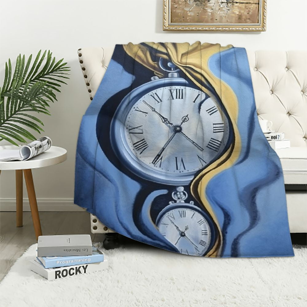 HOMICOZI Clock Throw Blanket, Hourglass Time Clocks with Sand Pattern ...