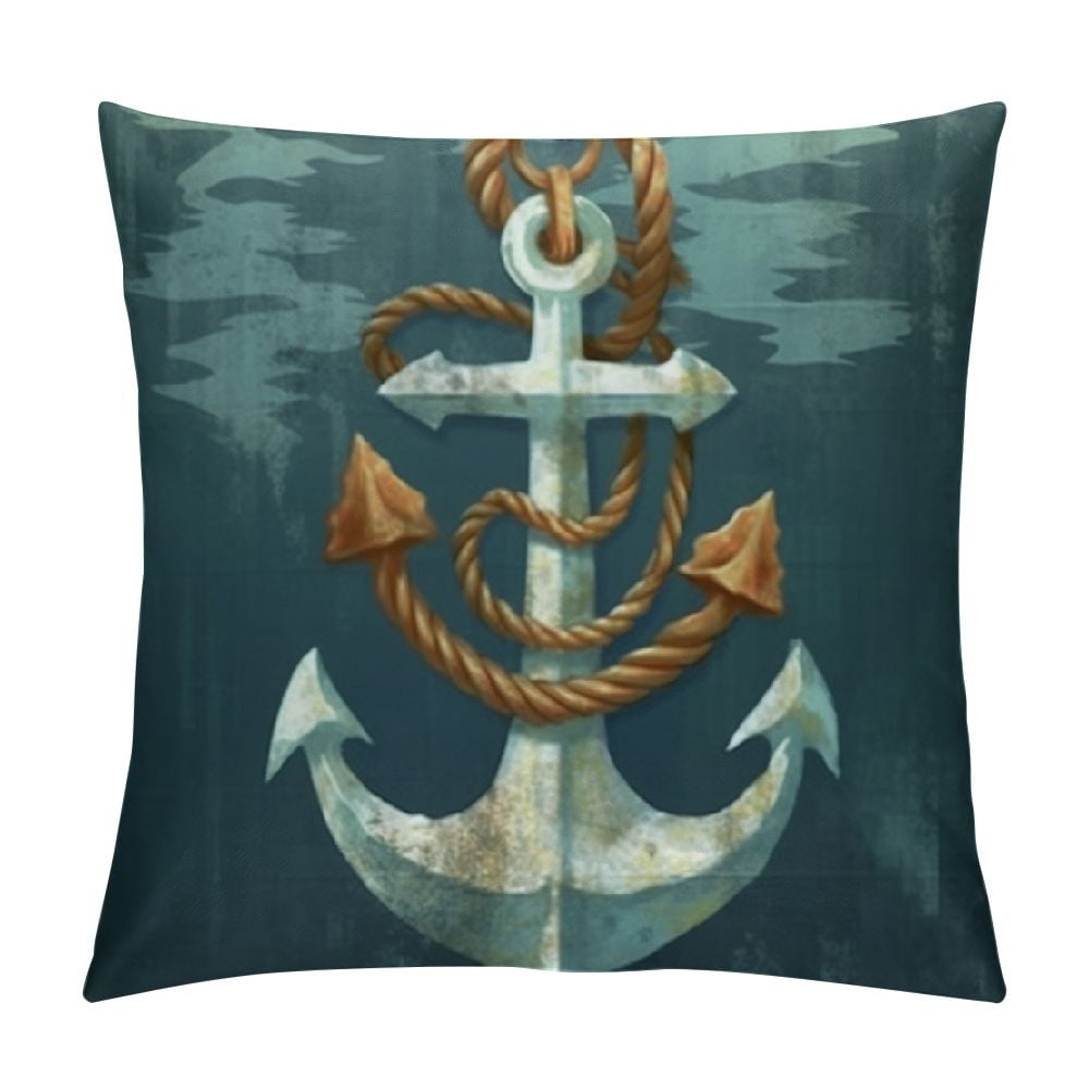 HOMICOZI Coastal Throw Pillow Covers Ocean Anchors Theme Nautical ...
