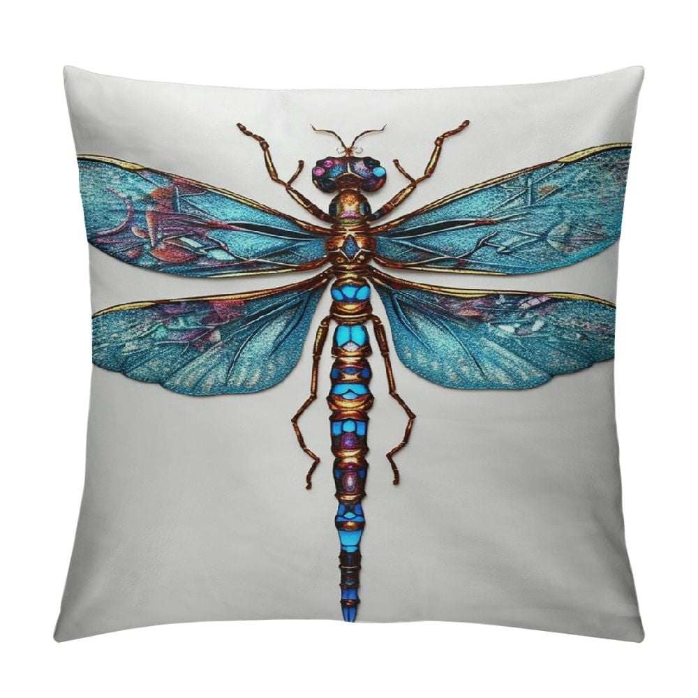 HOMICOZI Colorful Dragonfly Throw Pillow Cover Blue Teal Turquoise ...