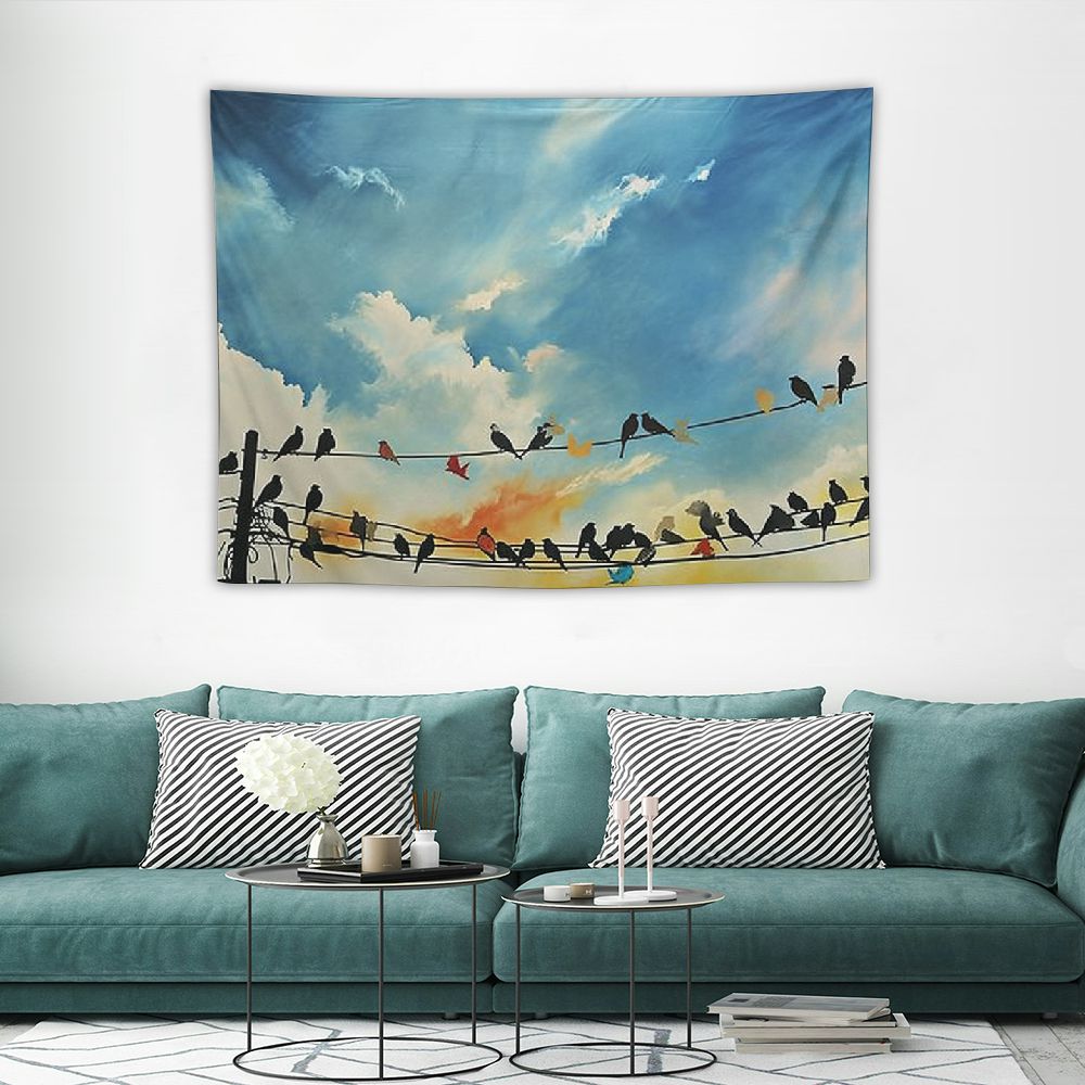 HOMICOZI Colorful Tapestry, Animal Theme Silhouettes of Colorful Birds ...