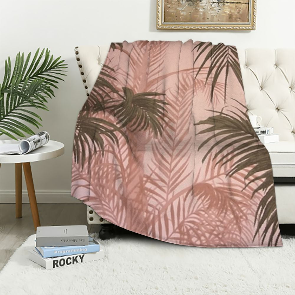 HOMICOZI Cozy Palm Leaf Blanket Soft Fluffy Decorative Throw Super ...