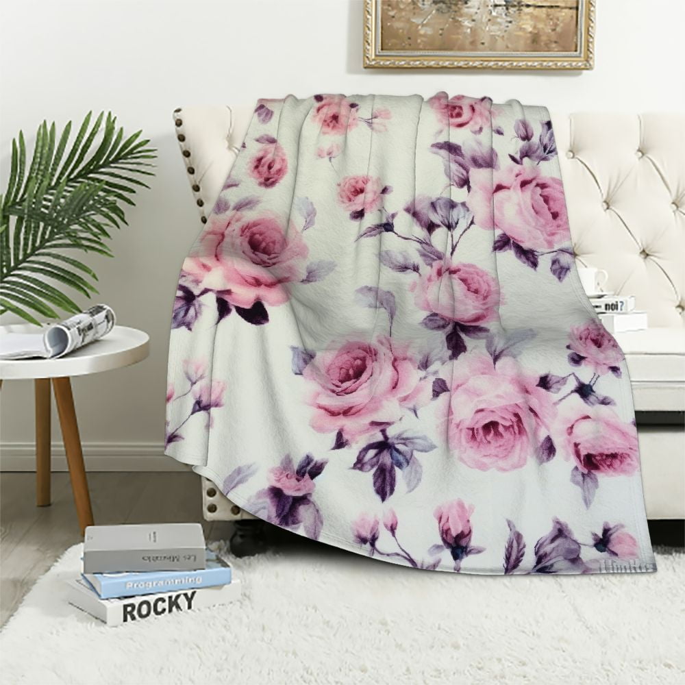 HOMICOZI Decorative Throw Blankets: Soft Plush Lively Rose Floral ...