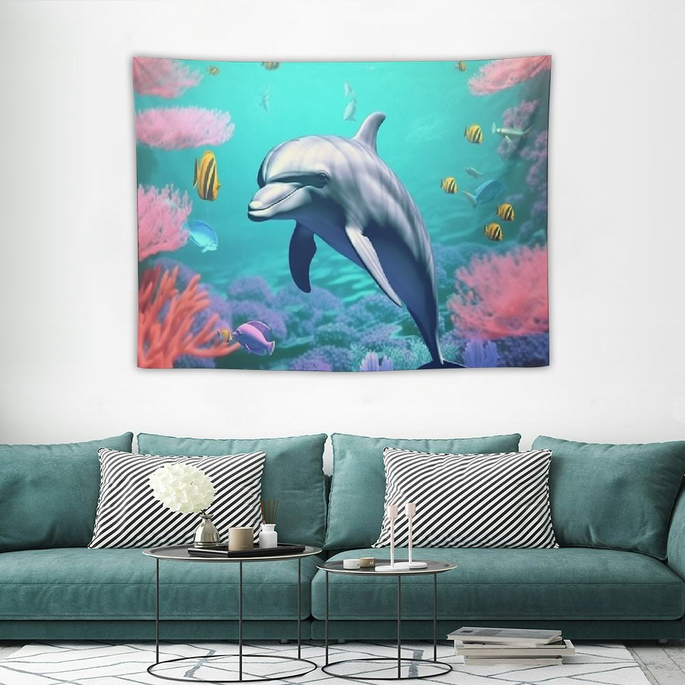 HOMICOZI Dolphin Underwater World Pattern Tapestry for Bedroom Living ...