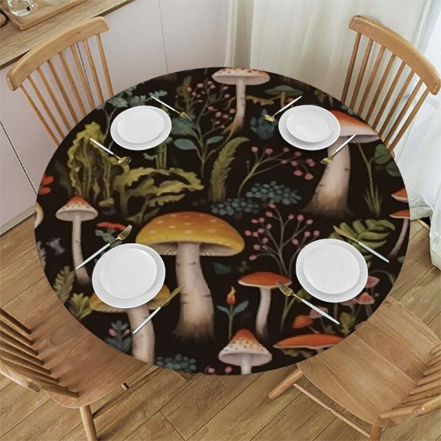 HOMICOZI Fall Mushrooms Round Table cover Berries and Bugs Table cover ...