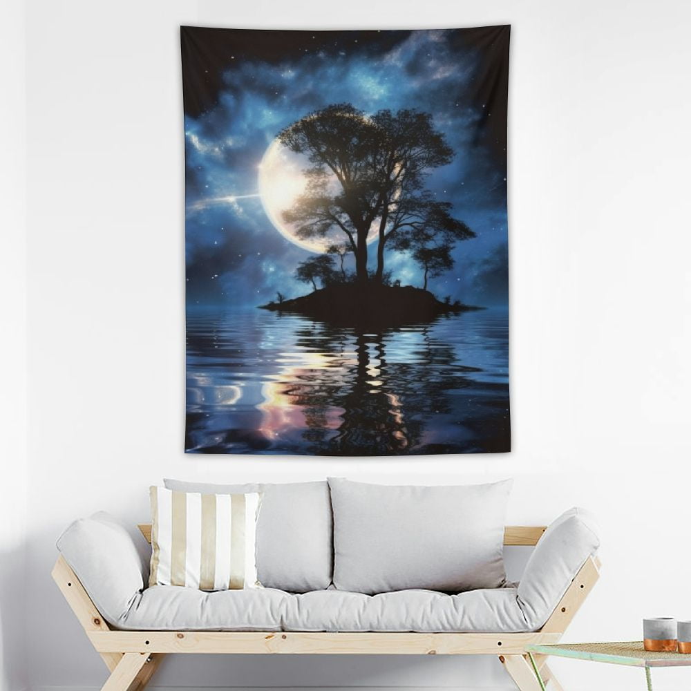 HOMICOZI Fantasy Tapestry, Water Night View Dark Clouds Stars Moonlight ...