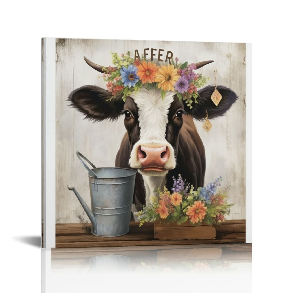 HOMICOZI Farmhouse Cow Decor, Hey Heifers Wood Box Sign Desk Decor Cute ...