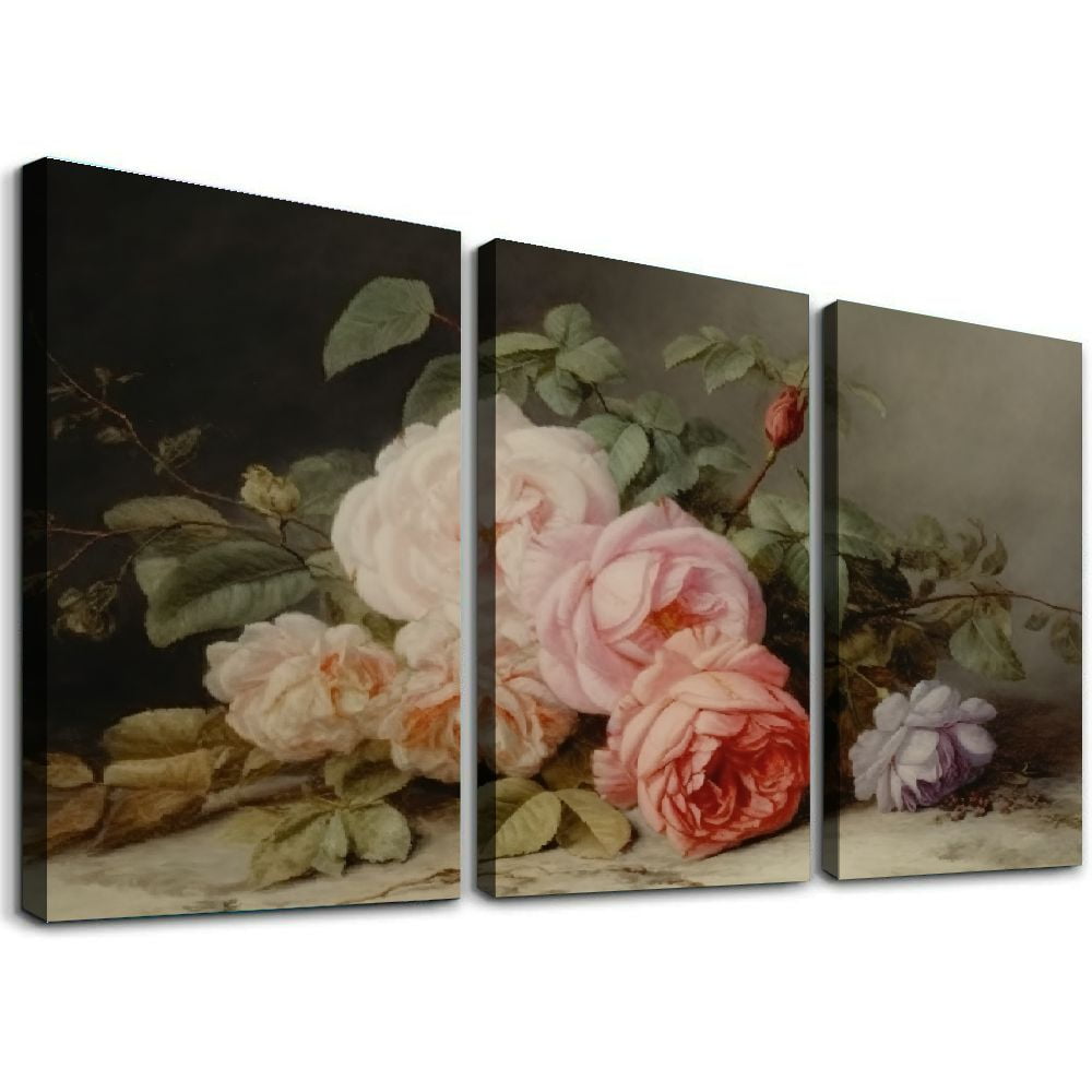 HOMICOZI Farmhouse Still Life Pictures Living Room - Neutral Pink Rose ...