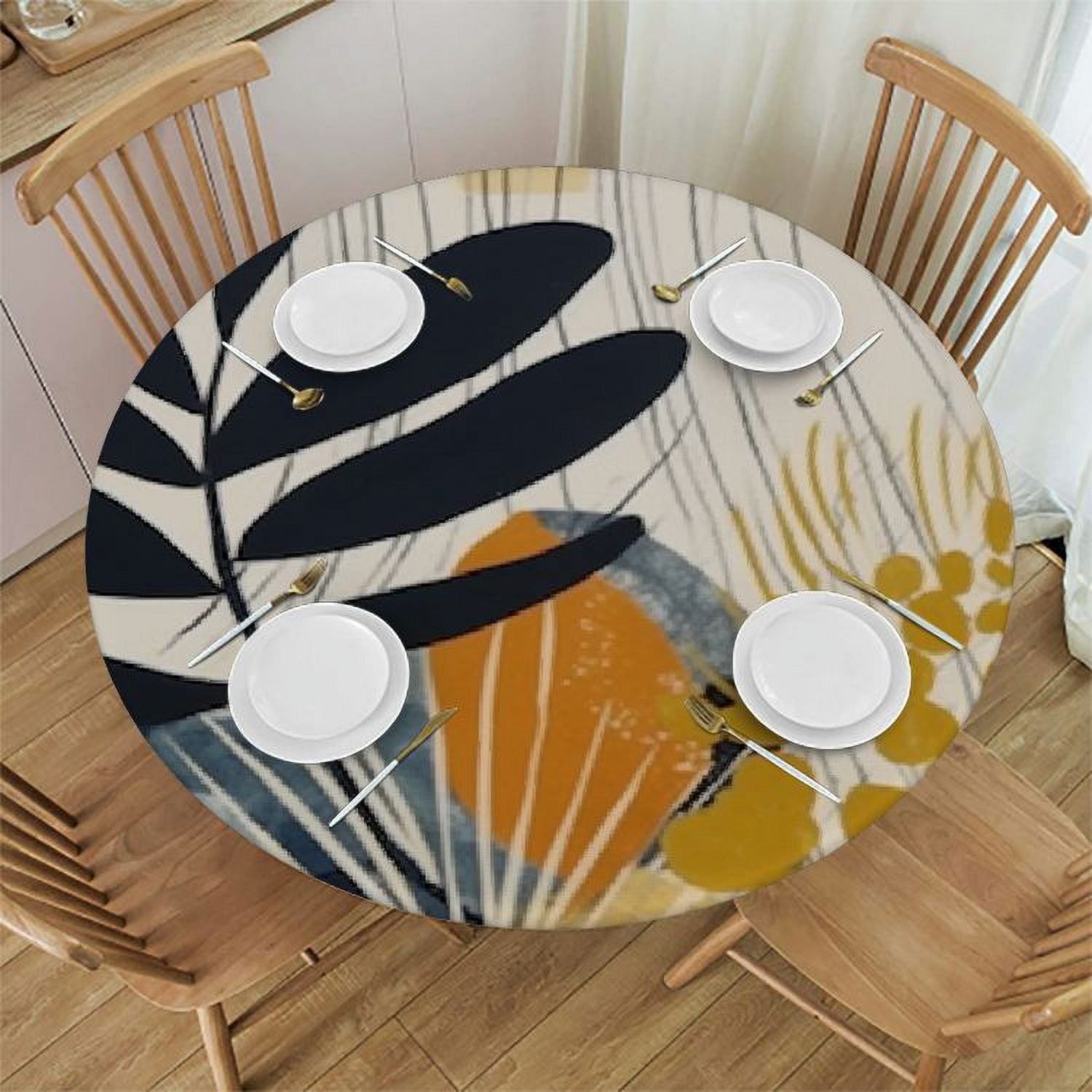 HOMICOZI Fitted Table cover for Round Table,Mid Century Abstract ...