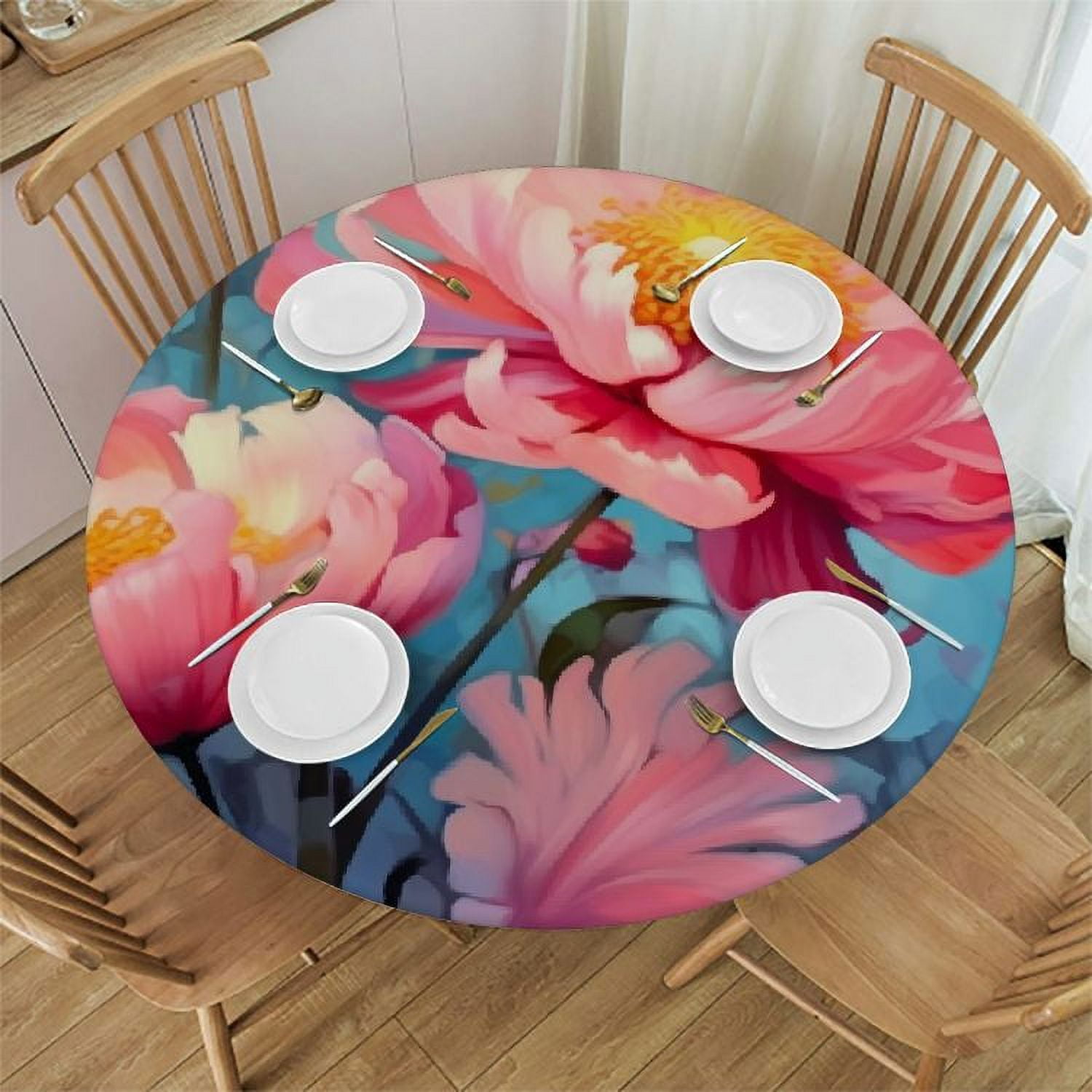 HOMICOZI Flora Sea Flower Round Tablecloth Circle Table Cloth ...