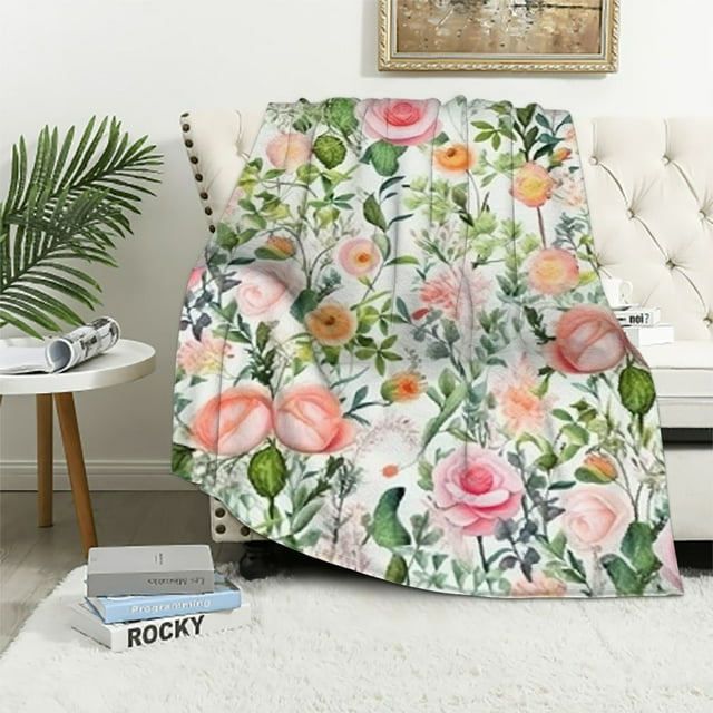 HOMICOZI Floral Blanket Flower Blanket Botanical Spring Flowers Blanket ...