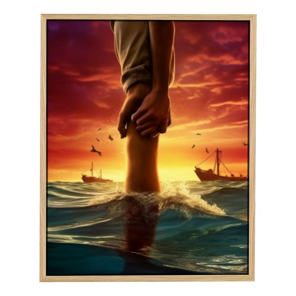 HOMICOZI Framed Jesus wall art The Hand of God Jesus Reaching Into Water Christ Religion Canvas ...