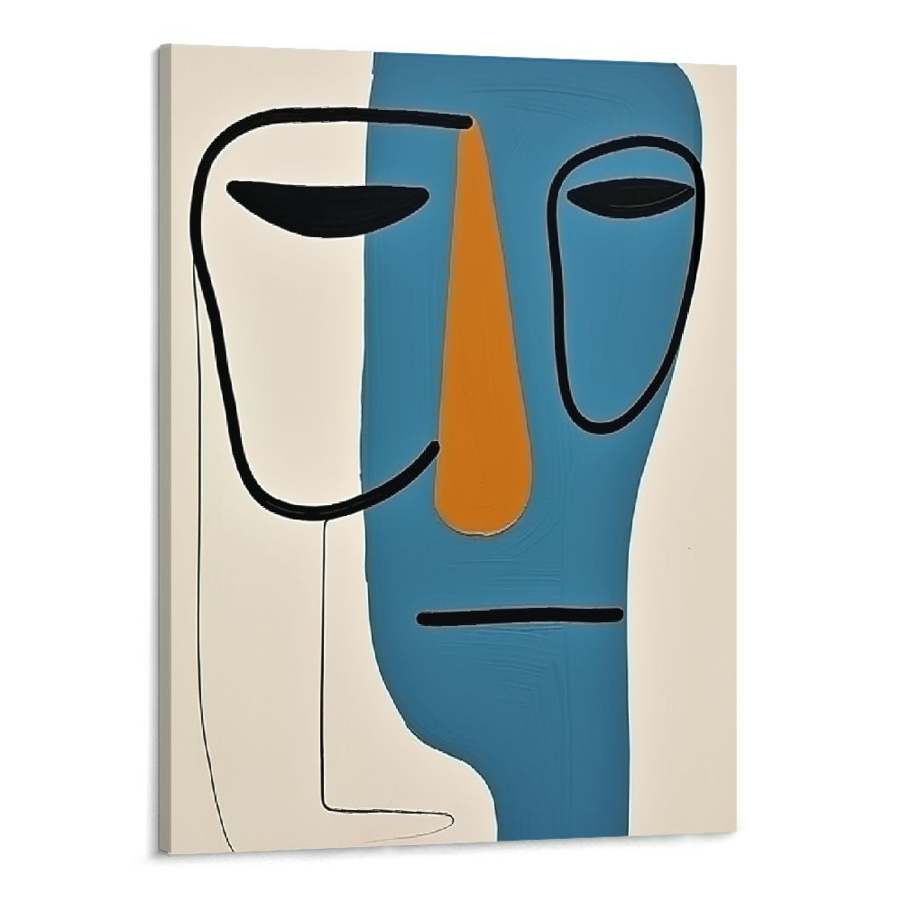 HOMICOZI Framed Wall Art Print Set Boho Line Art Color Block Faces ...