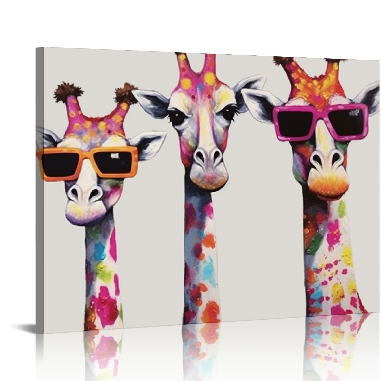 HOMICOZI Funny Animals Canvas Wall Art Decor Lovely Giraffes Family ...